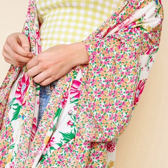 Umgee | Sweaters | Umgee Floral Kimono Duster Side Slits White Mix ...